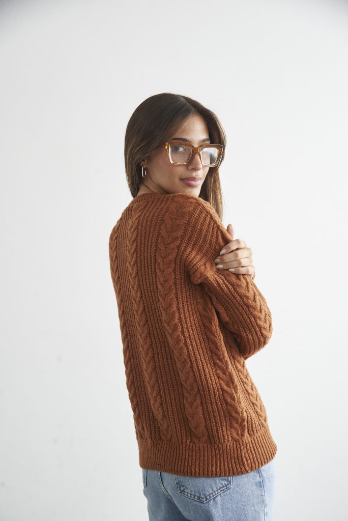 Sweater trenza hilo grueso Clara – Tejido de punto