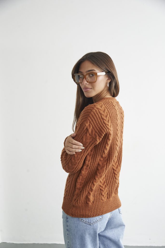 Sweater trenza hilo grueso Clara – Tejido de punto