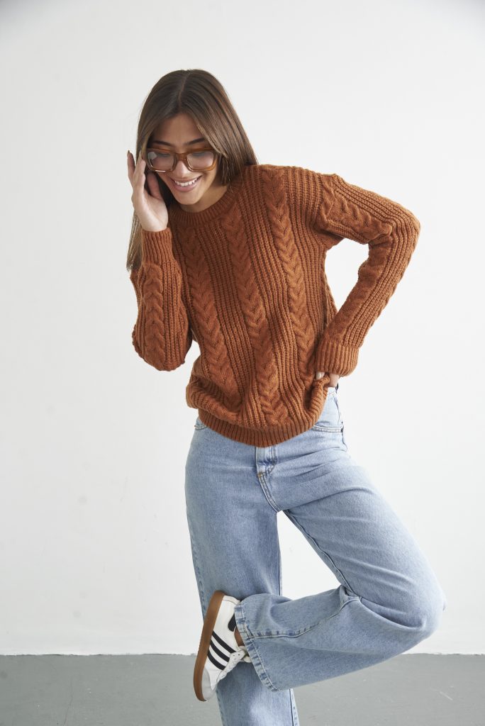 Sweater trenza hilo grueso Clara – Tejido de punto