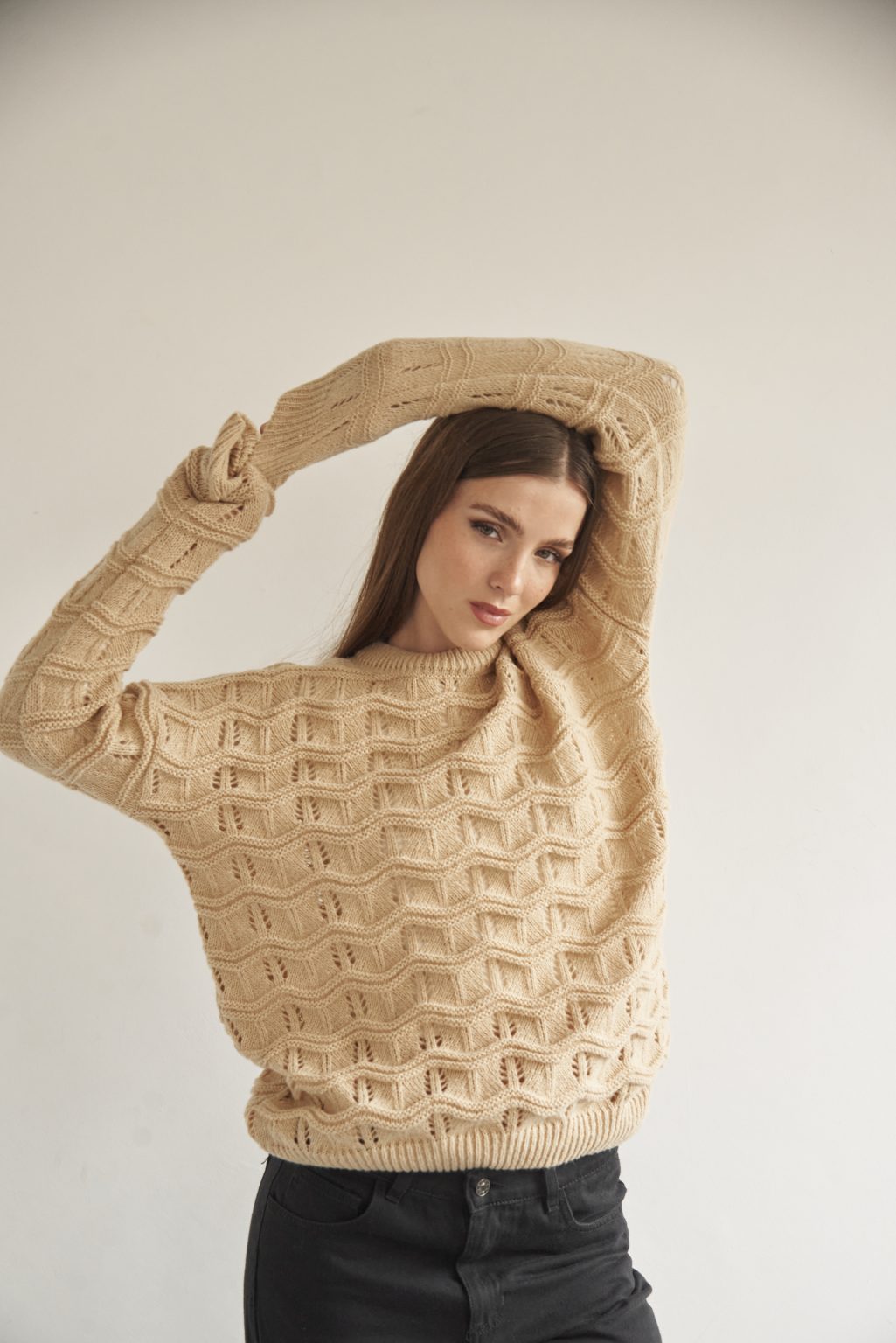 Sweater calado hilo grueso Sofia – Tejido de punto